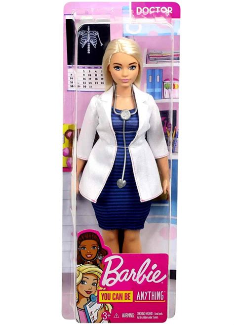 Barbie Doctor Doll Curvy Dressed In White Coat With Stethoscope And