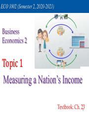 Econ1002 Week 1 Pdf ECO 1002 Semester 2 2020 2021 Business Economics 2 Topic 1 Measuring A