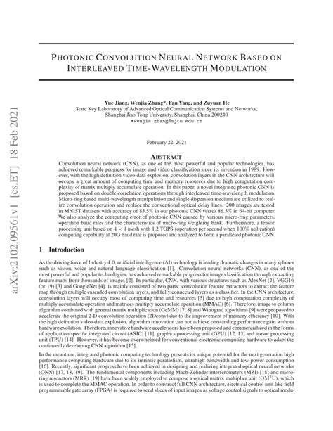 Pdf Photonic Convolution Neural Network Based On Interleaved Time Wavelength Modulation