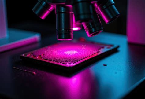 Close Up Of A Microscope Revealing Vibrant Pink Details On A Slide Stock Image Image Of