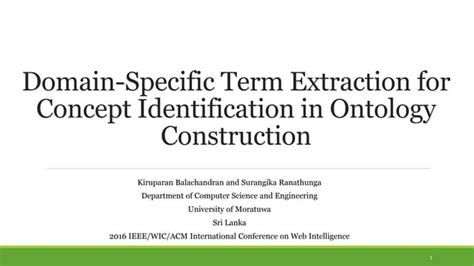Domain Specific Term Extraction For Concept Identification In Ontology Construction Pdf