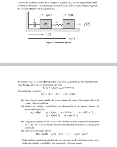 Solved Consider The Mechanical System Given In Figure Chegg