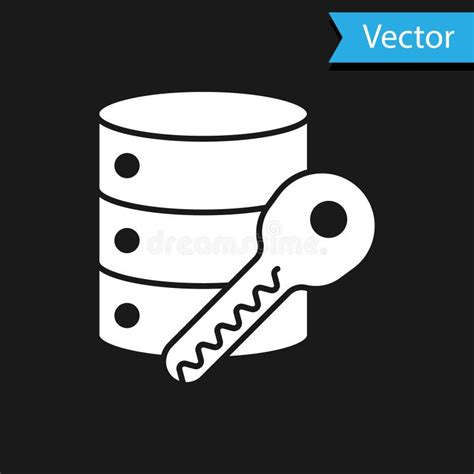 White Server Security With Key Icon Isolated On Black Background Security Safety Protection