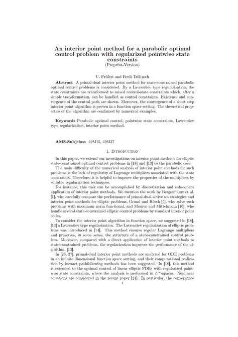 An Interior Point Method For A Parabolic Optimal Control Problem With