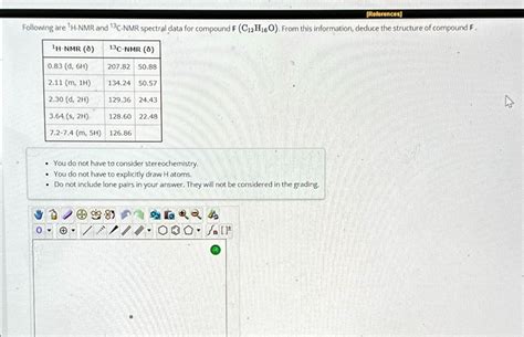 References Following Are 1h Nmr And 13c Nmr Spectral Data For Compound