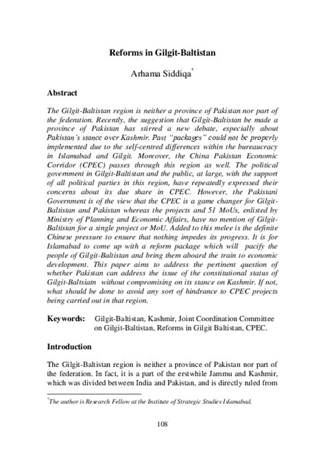 Pdf Reforms In Gilgit Baltistan