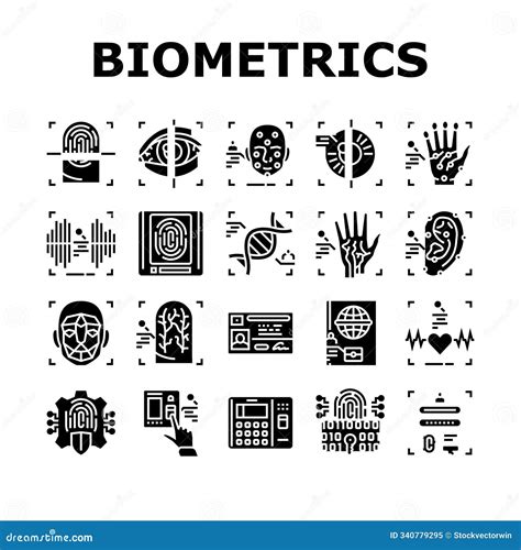 Biometric Fingerprint Id Finger Icons Set Vector Stock Illustration