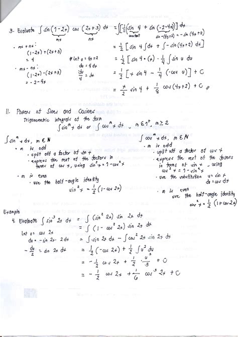 Solution Methods Of Integration Trigonometric Integrals Powers And Product Of Sines And Cosines