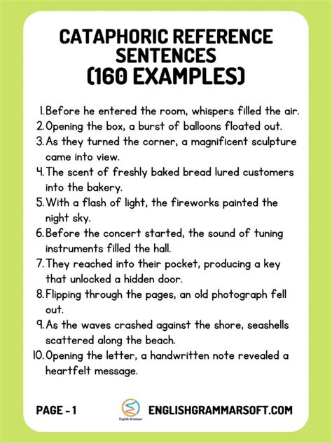 Cataphoric Reference Sentences 160 Examples Englishgrammarsoft