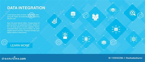 Data Integration Banner 10 Icons Concept Stock Vector Illustration Of