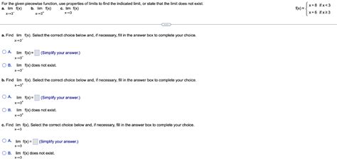 Solved For The Given Piecewise Function Use Properties Of Chegg