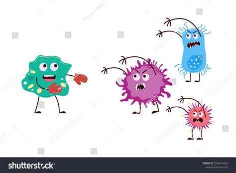 Good Bad Bacteria Fist Fight Cartoon Stock Vector Royalty Free