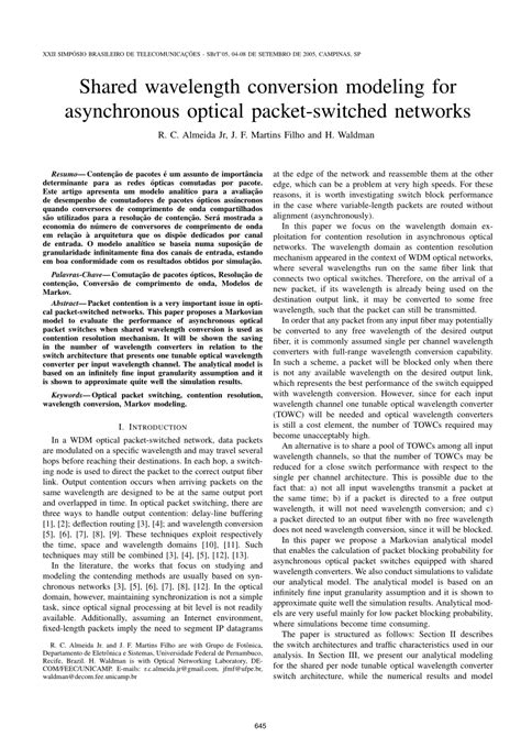 Pdf Shared Wavelength Conversion Modeling For Asynchronous Optical