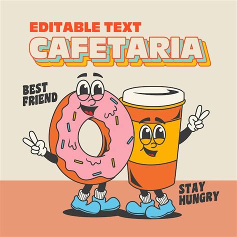 Premium Vector Cafetaria Groovy Design Illustration