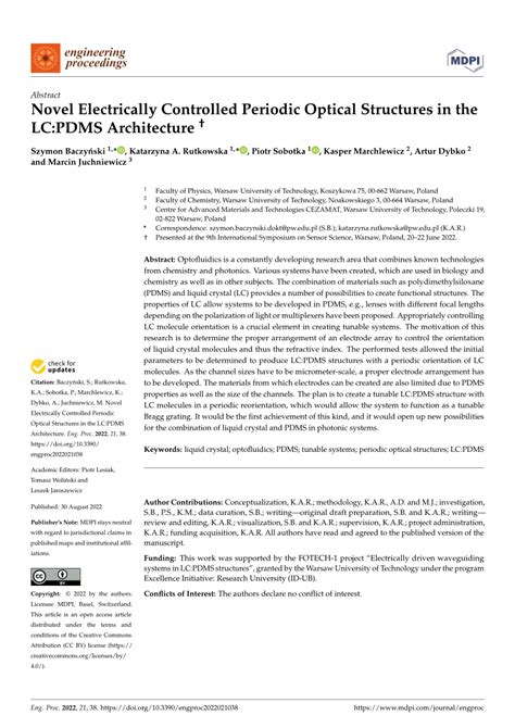 Pdf Novel Electrically Controlled Periodic Optical Structures In The Lc Pdms Architecture
