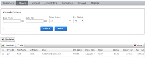 Manage Orders