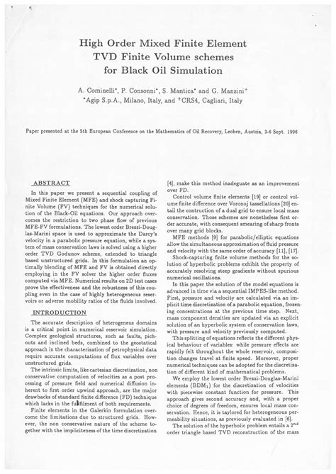 Pdf High Order Mixed Finite Element Tvd Finite Volume Schemes For