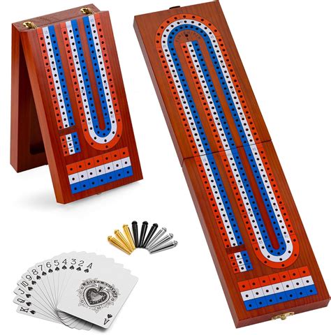 Ceebyfa Foldable Cribbage Board Game Set Portable Travel Cribbage Board With