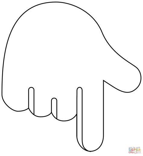 백핸드 인덱스 아래를 가리키는 이모티콘 색칠하기