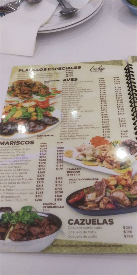 Carta De Restaurant Lucky Mexicali Blvd Lázaro Cárdenas 1153