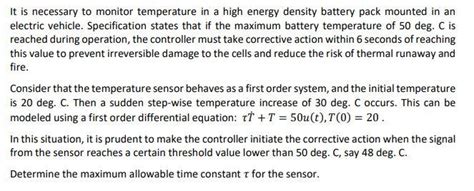 Solved It Is Necessary To Monitor Temperature In A High Chegg