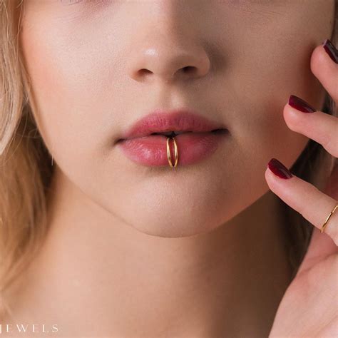 Split Double Lip Hoop Ring 18 16ga 8 10 12mm Unisex G23 Titanium