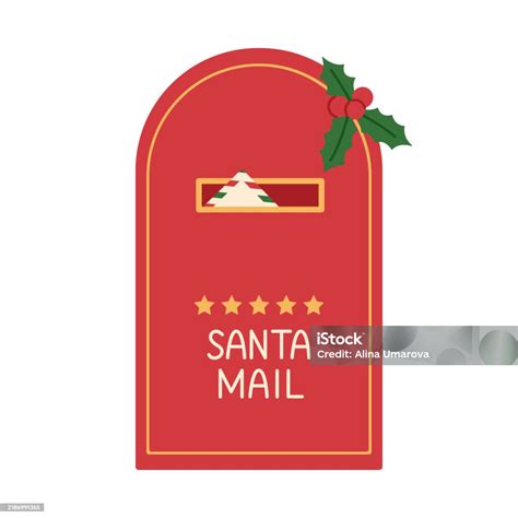 안에 봉투가 있는 산타클로스 우편함 별과 호랑가시나무가 있는 전통적인 빨간 우체통 크리스마스 편지 배달 흰색 배경에 고립 된