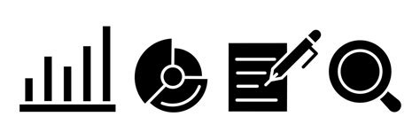 Data Analysis Icon Set Data Analysis Black And White Illustration