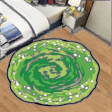 Cartoon Anime Ricks And Mortys Round Carpet Green Portal Rug Gaming Chair Carpet Round Mat