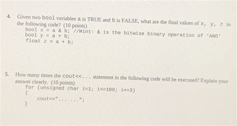 Solved Given Two Bool Variables A Is TRUE And Bis FALSE Chegg Com