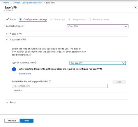Microsoft Intune에서 Iosipados 디바이스용 앱별 Vpn 설정 Microsoft Learn