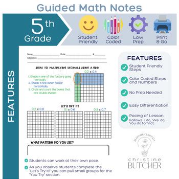 Multiplying Decimals Guided Math Notes By Blossom Curiosity Christine Butcher