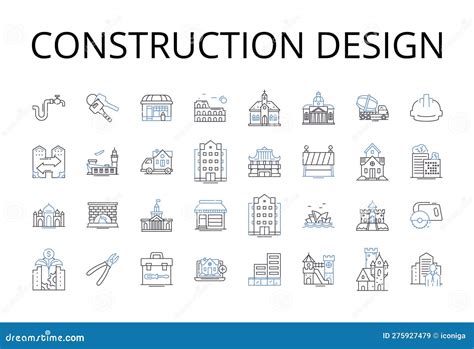 Planning Drafting Linear Icons Set Blueprint Sketch Outline