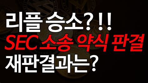 축하드립니다 리플 소송 승리 SEC와의 길었던 악연 끝났다 YouTube