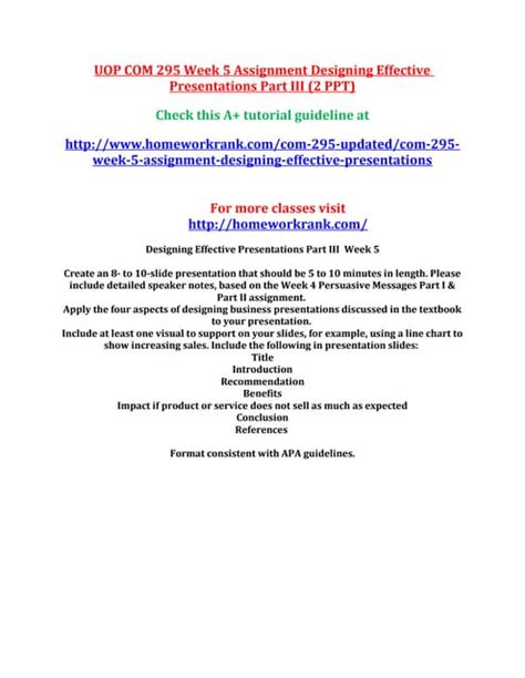 Uop Com 295 Week 5 Assignment Designing Effective Presentations Part Iii Pdf