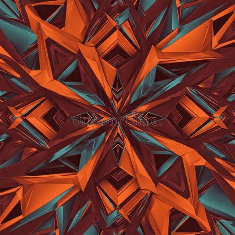 A Complex Geometric Pattern Features Interlocking Angular Shapes In Shades Of Stock Illustration