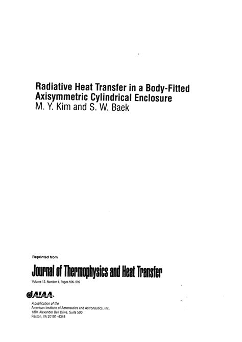 Pdf Radiative Heat Transfer In A Body Fitted Axisymmetric Cylindrical Enclosure