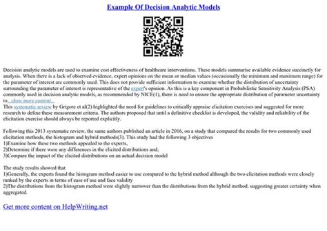Example Of Decision Analytic Models Ppt