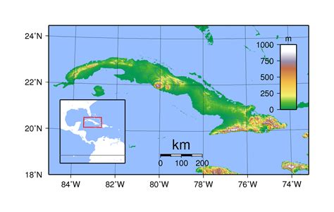 Large Topographical Map Of Cuba Cuba North America Mapsland