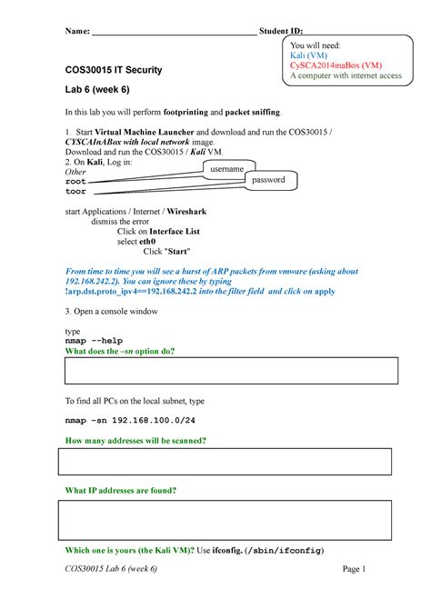 COS Lab Week Lab Document COS IT Security Lab Week In This Lab You Will