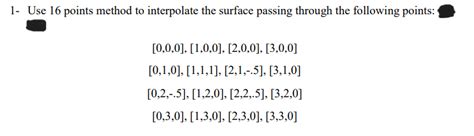 solved use 16 points method to interpolate the surface