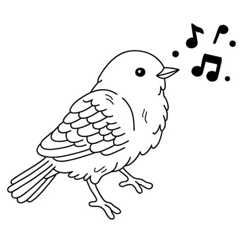 Premium Vector Cartoon Outline Bird Singing