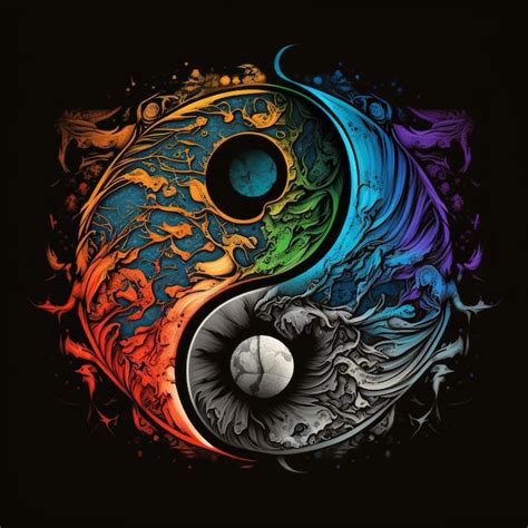 Premium Photo A Colorful Yin Yang With A Clock On The Front