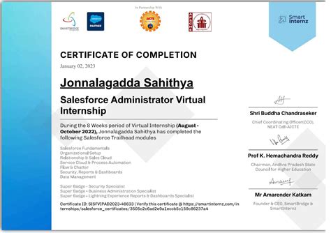 Excited To Share That Ive Successfully Completed My Short Term Internship As A Salesforce