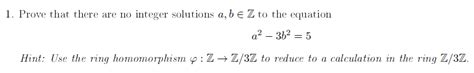 Solved Prove That There Are No Integer Solutions A BinZ To Chegg
