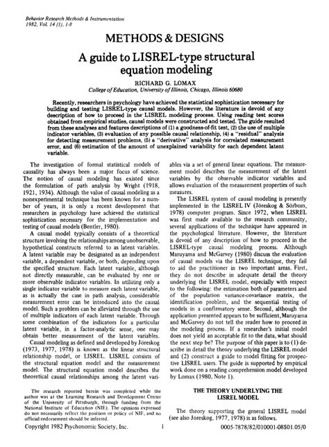 pdf a guide to lisrel type structural equation modeling