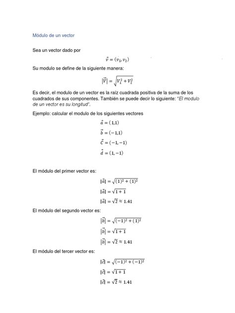 Módulo De Un Vector Pdf