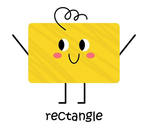 Vector Yellow Rectangle Character Cute Geometric Figure With Face Blush And Hair Cute Funny