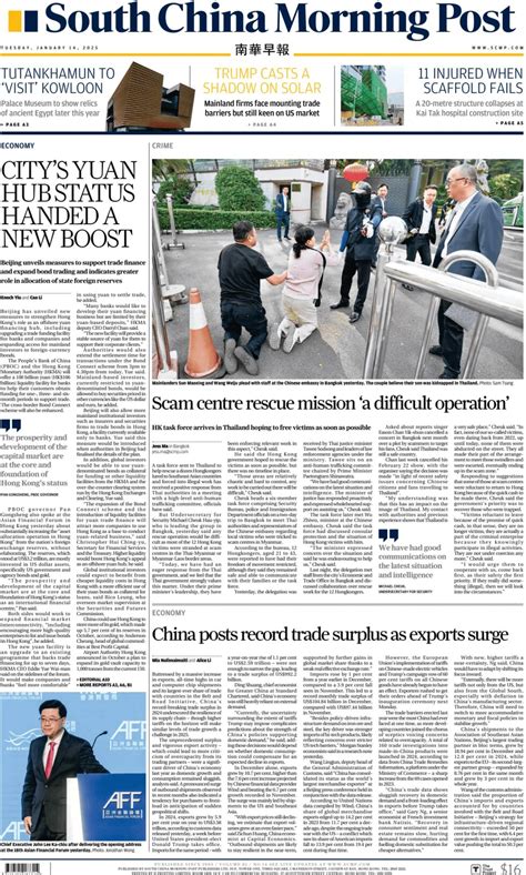 South China Morning Post Todays Cover Paper Front Pages