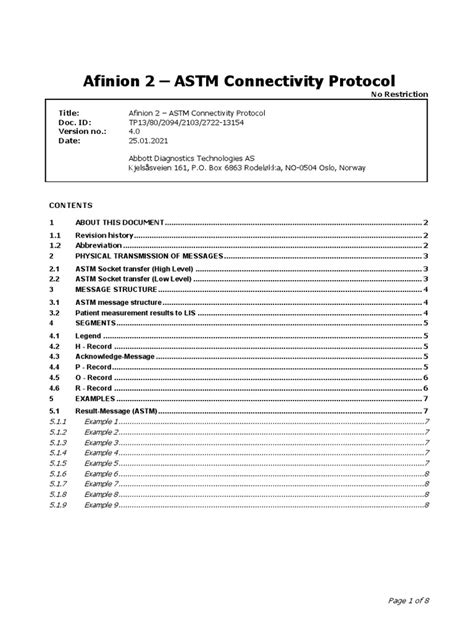 V03 Afinion 2 Astm Connectivity Protocol Download Free Pdf Transmission Control Protocol